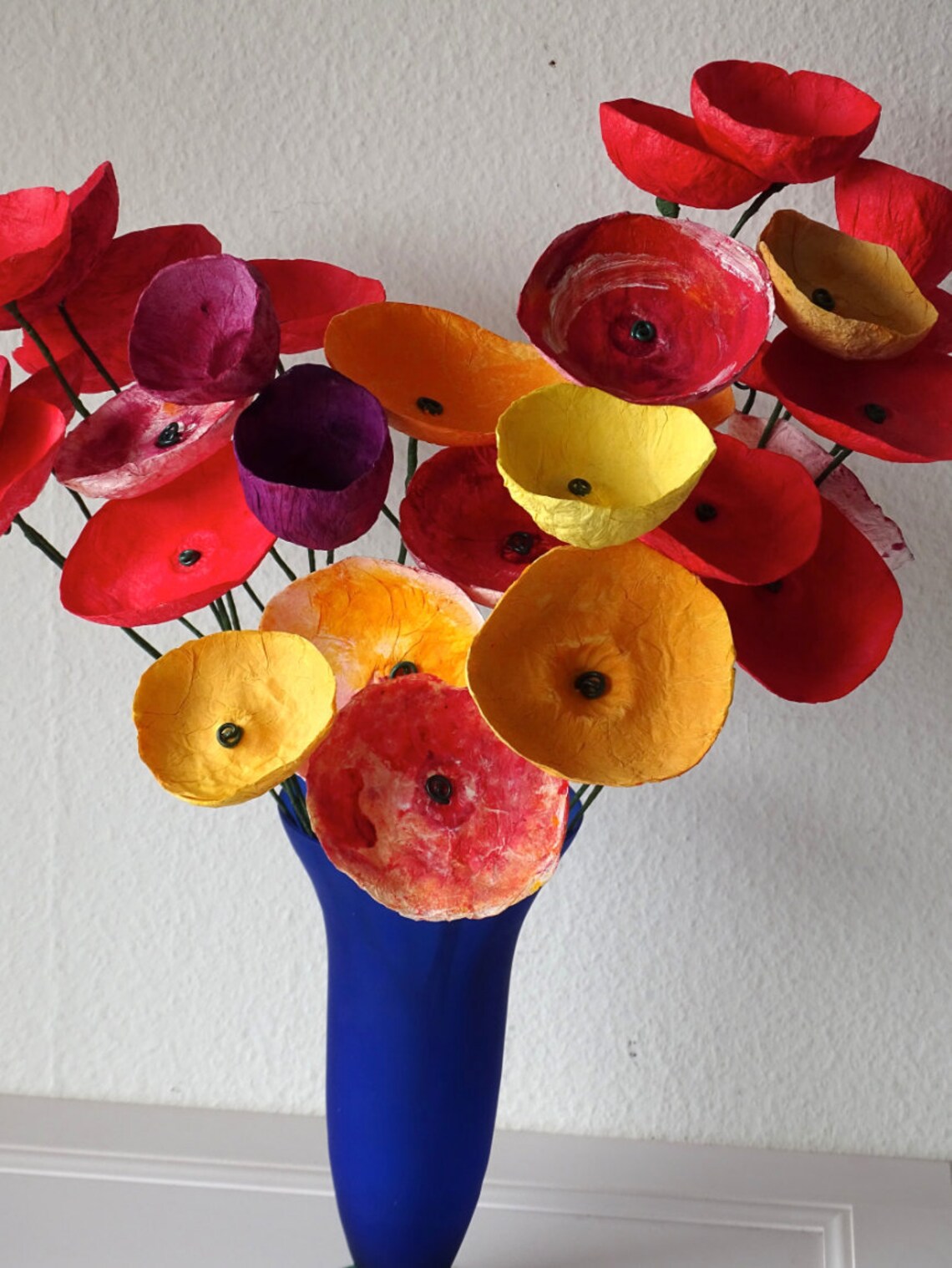 Long Stem Papier Mache' Flower Flower Arrangement Home - Etsy