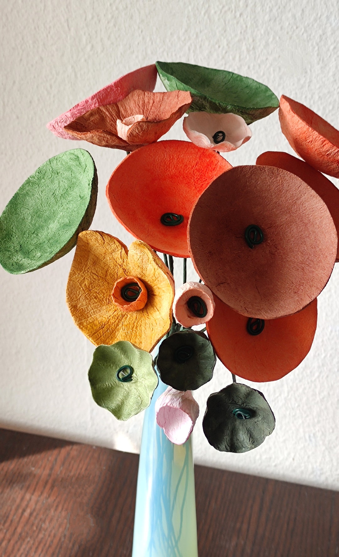 16 Long Stem Papier Mache' Flowers Flower Arrangement - Etsy