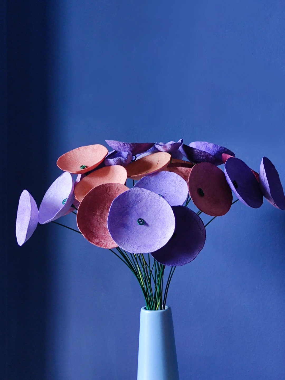 8 Long Stem Paper Mache Flowers, Flower Arrangement, Home Decoration ...