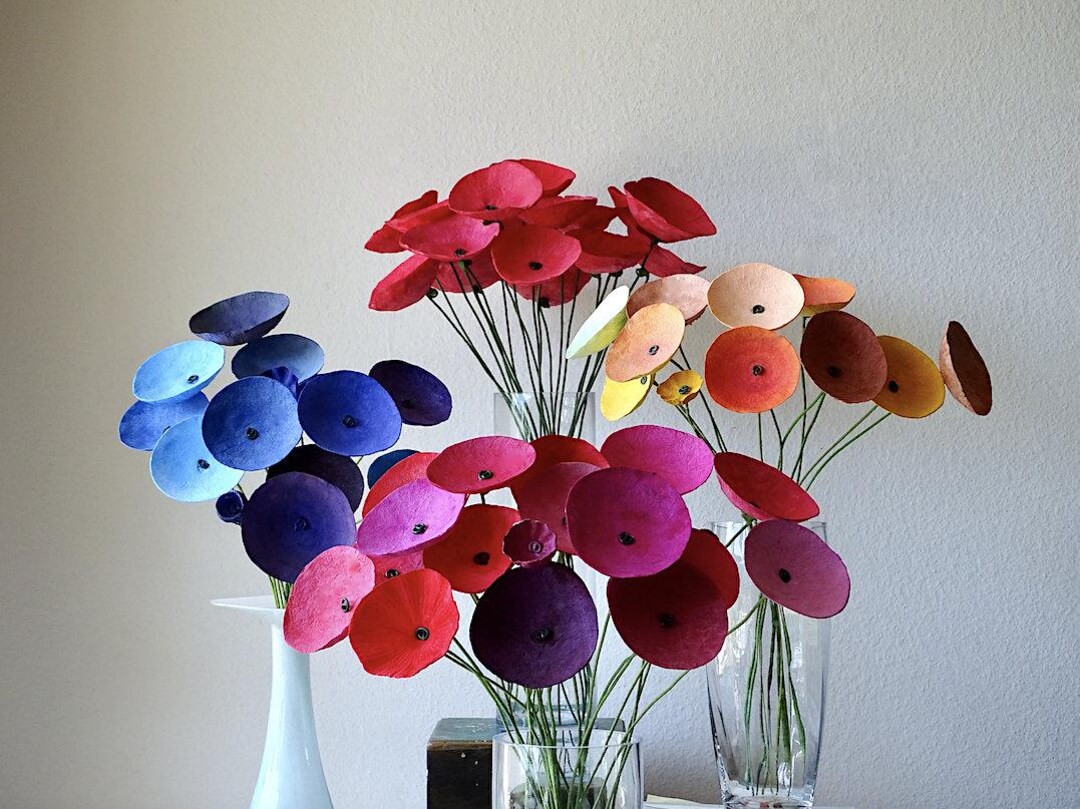Long Stem Papier Mache' Flowers, Flower Arrangement, Home Decoration ...