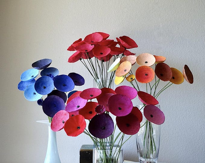 Long Stem Papier Mache' Flowers, Flower Arrangement, Home Decoration ...