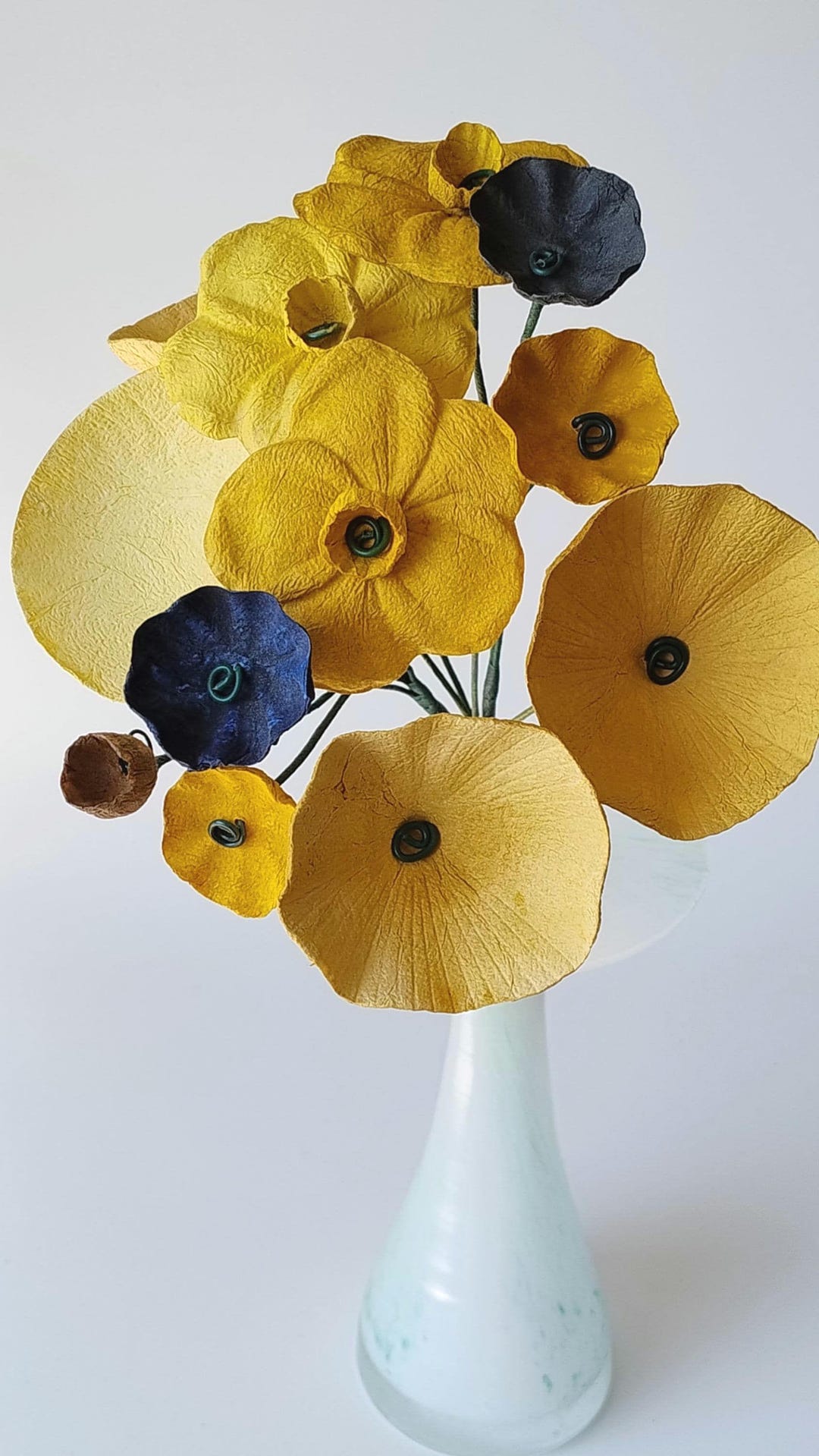 12 Long Stem Papier Mache' Flowers, Flower Arrangement, Home Decoration ...