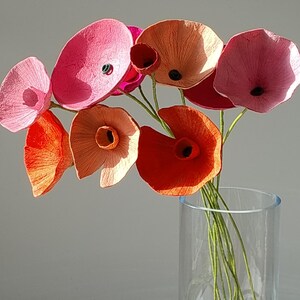 10 Long Stem Papier Mache' Flowers, Flower Arrangement, Home Decoration ...
