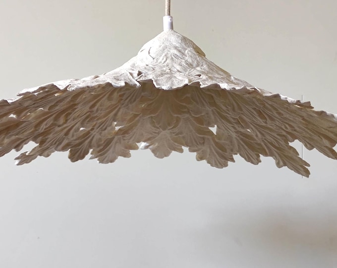 Paper Mache Pendant Lamp, Paper Light, Modular Leaves, Ceiling Lamp ...