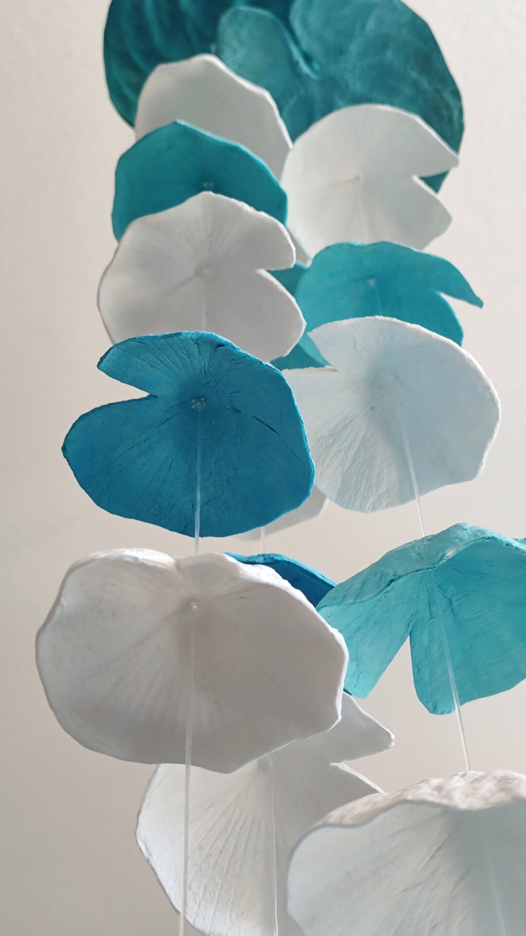 White Blue Paper Mache Wall Decoration, Contemporary Garlands, Wall Art ...