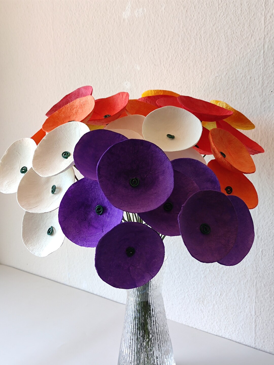 Long Stem Papier Mache' Flowers, Flower Arrangement, Home Decoration ...