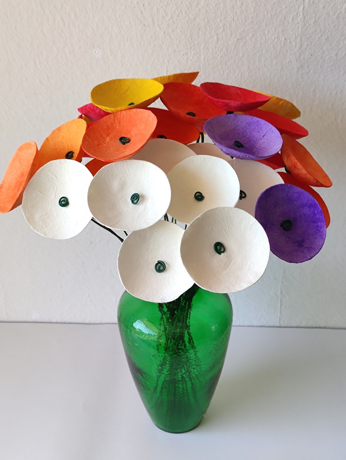Long Stem Papier Mache' Flowers Flower Arrangement Home - Etsy