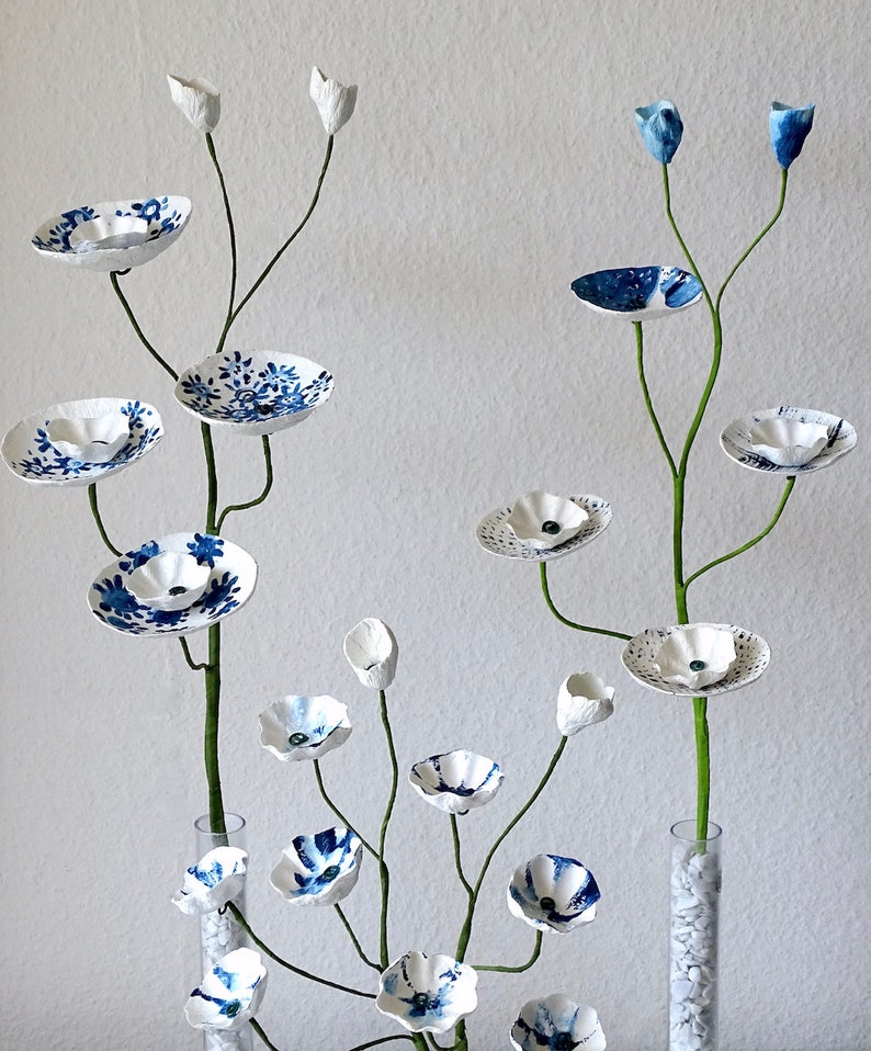 Paper Mache Flowers Branch Paper Flower with stemsPaper | Etsy
