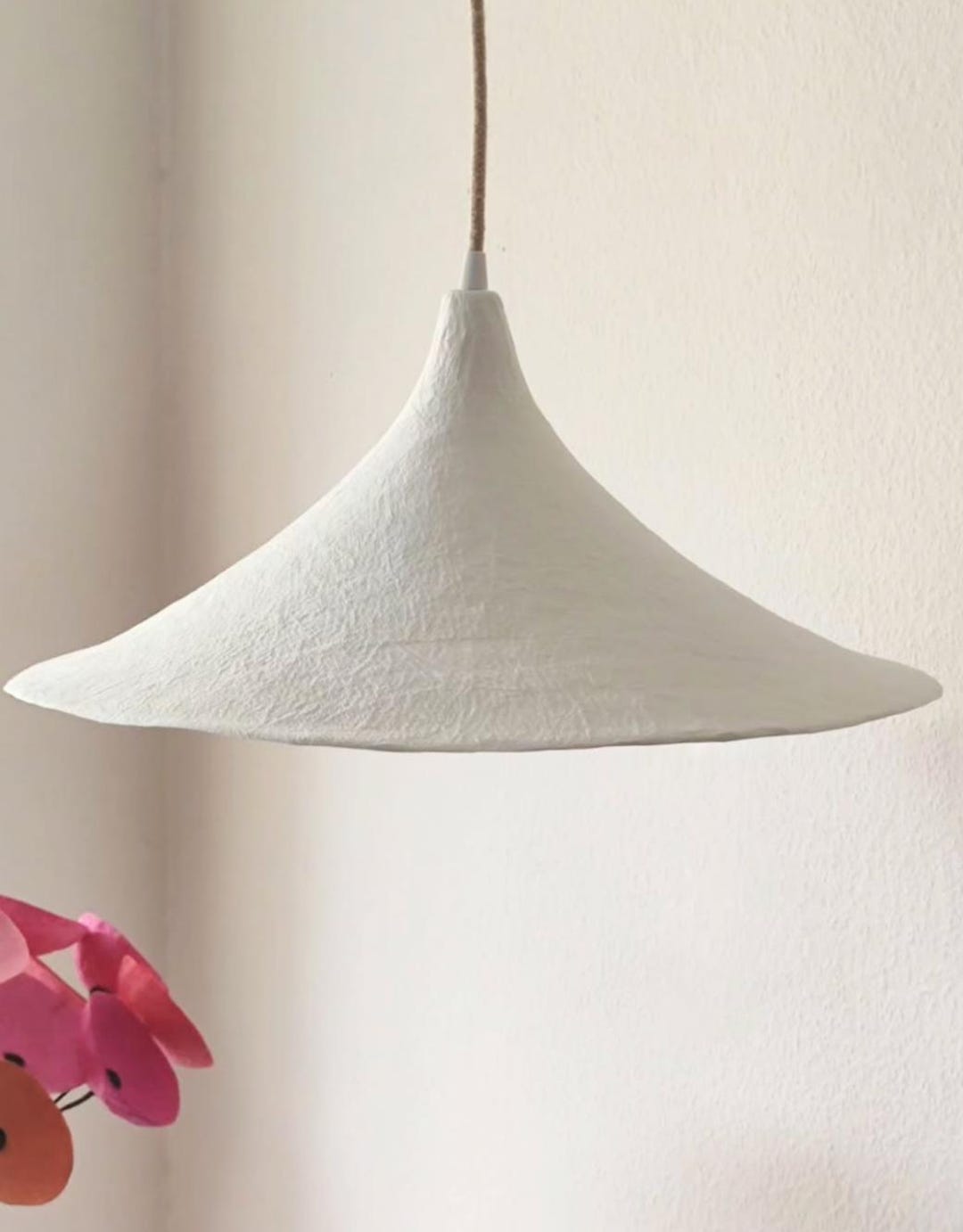 Paper Mache Pendant Lamp, Paper Light, " Pagoda" Ceiling Lamp, Home ...