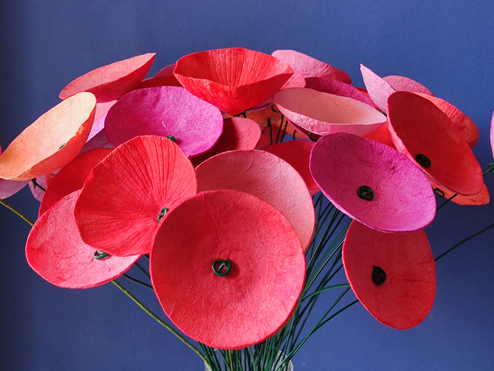 Long Stem Papier Mache' Flowers Flower Arrangement Home - Etsy