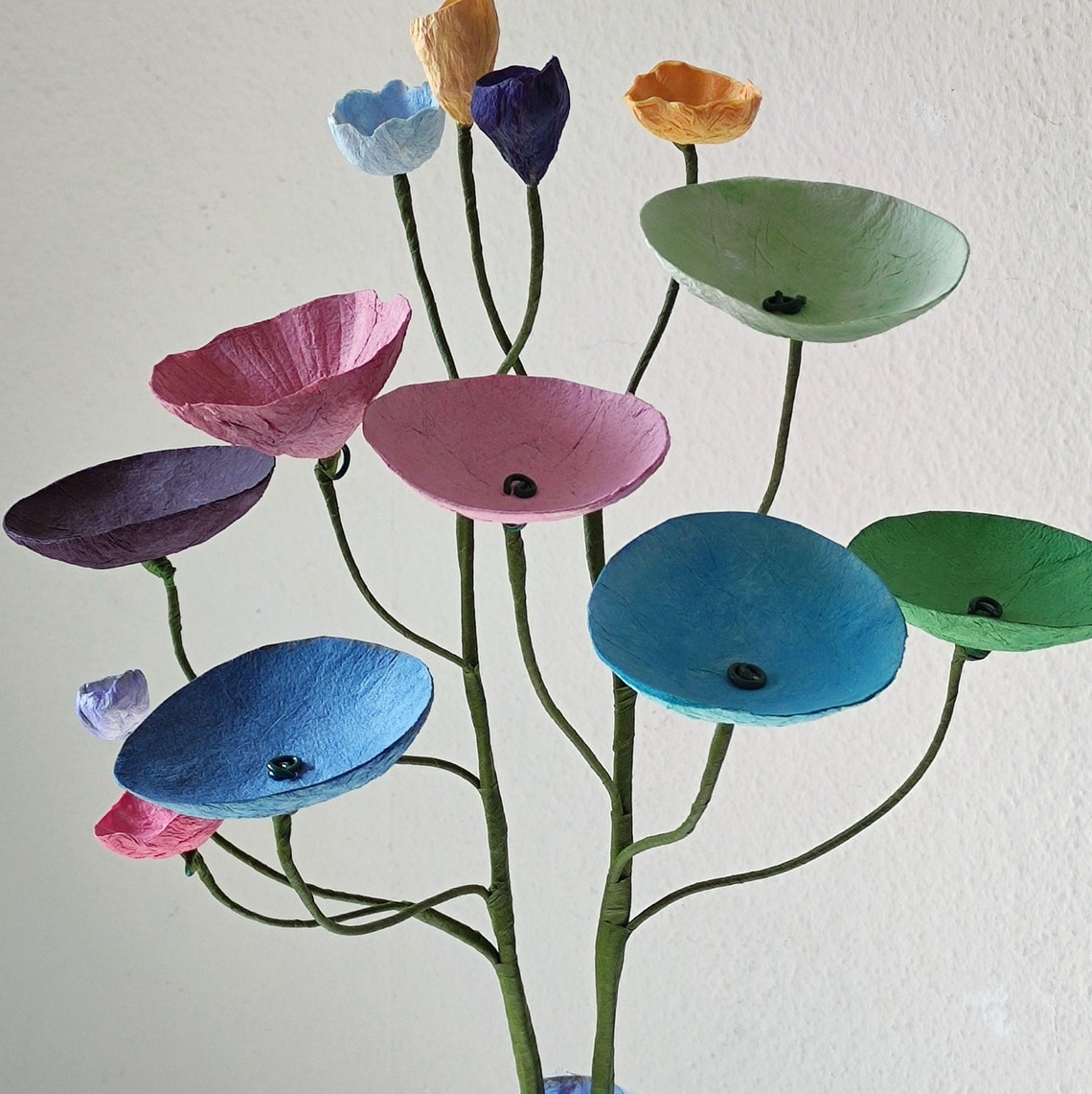 Contemporary Paper Flowers With Stems Paper Machè Flowers - Etsy