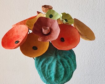 16 Long Stem Papier Mache' Flowers Flower Arrangement - Etsy