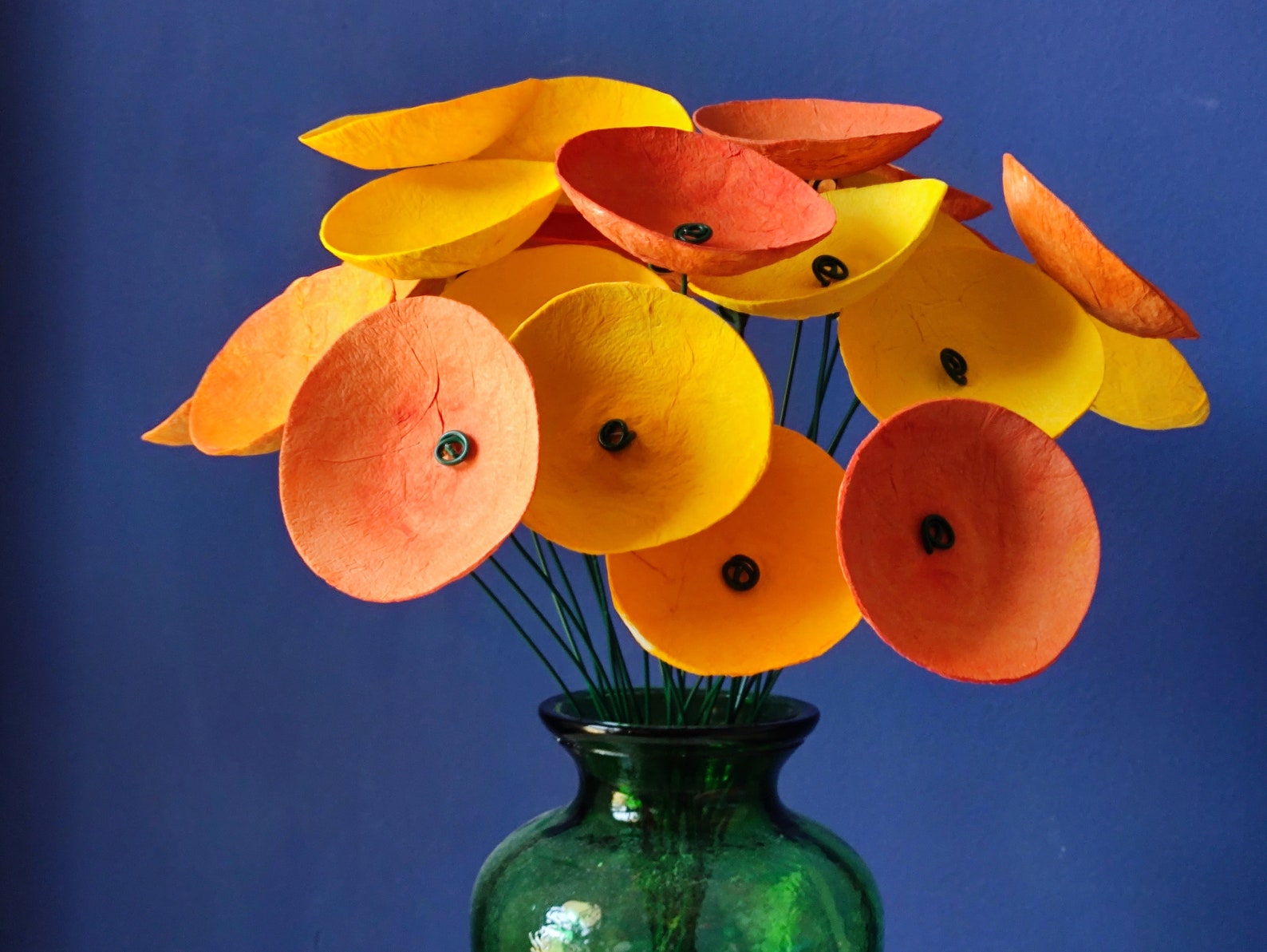 Long Stem Papier Mache' Flowers Flower Arrangement Home - Etsy