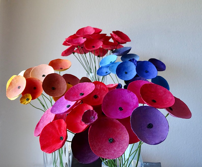 Long Stem Papier Mache' Flowers Flower Arrangement Home - Etsy