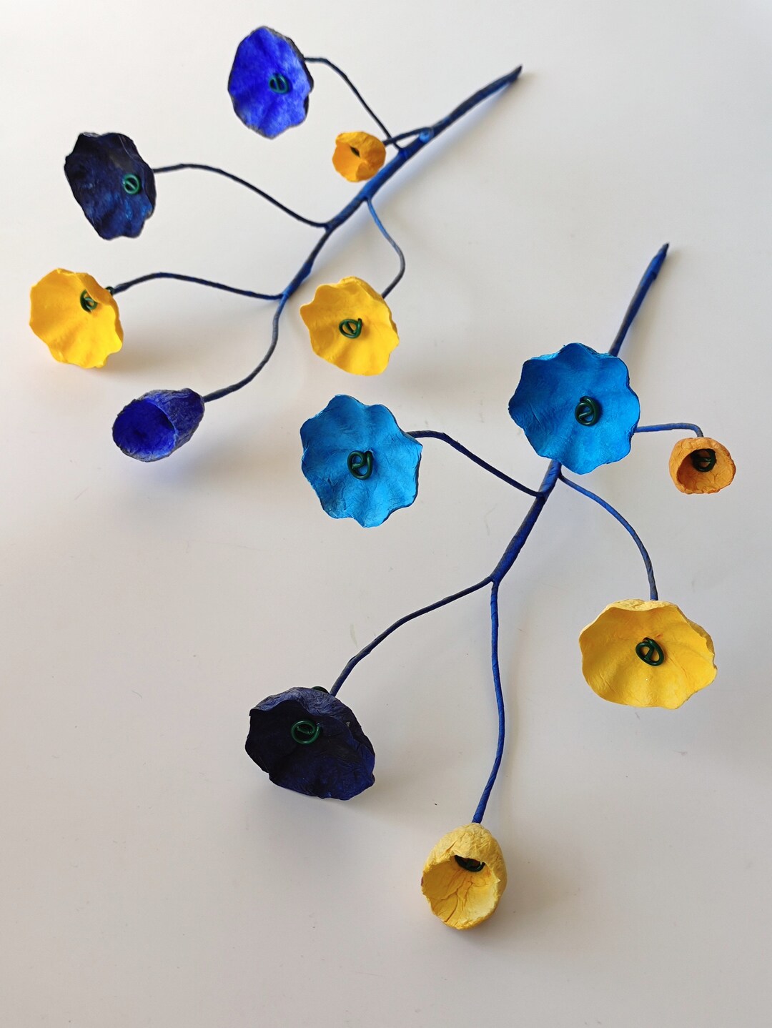Multicolor Paper Mache Flowers With Stems, Flowers Branch, Paper Flower ...