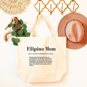 FILIPINO MOM Tote Bag | Filipino Canvas Tote | Philippines Shoulder Bag ...