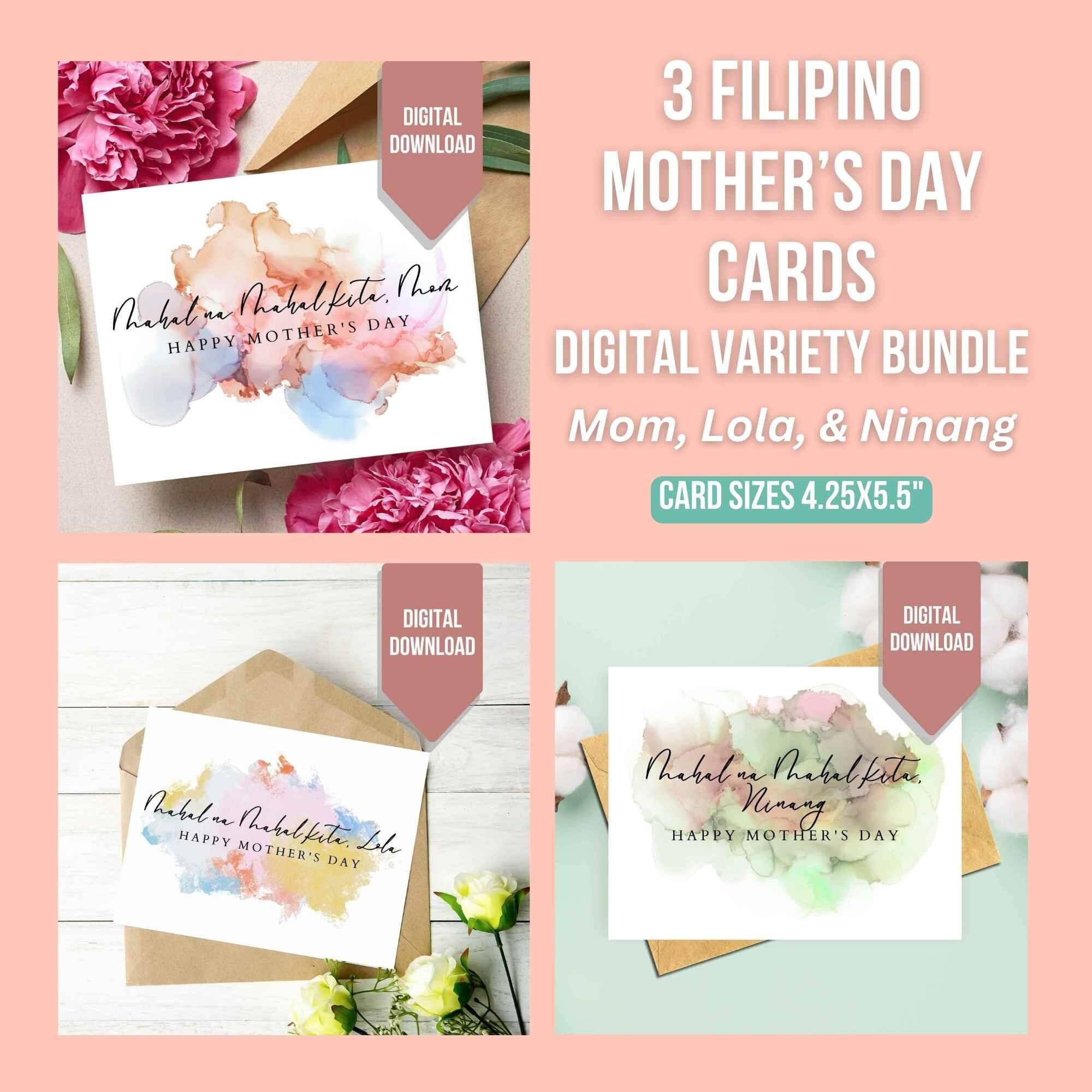 Filipino Mother's Day Card BUNDLE Ninang Card Lola Card Mahal Kita ...