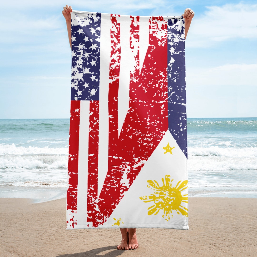 Filipino American Flag Towel | Filipino Beach Towel | Fil-am Flag ...