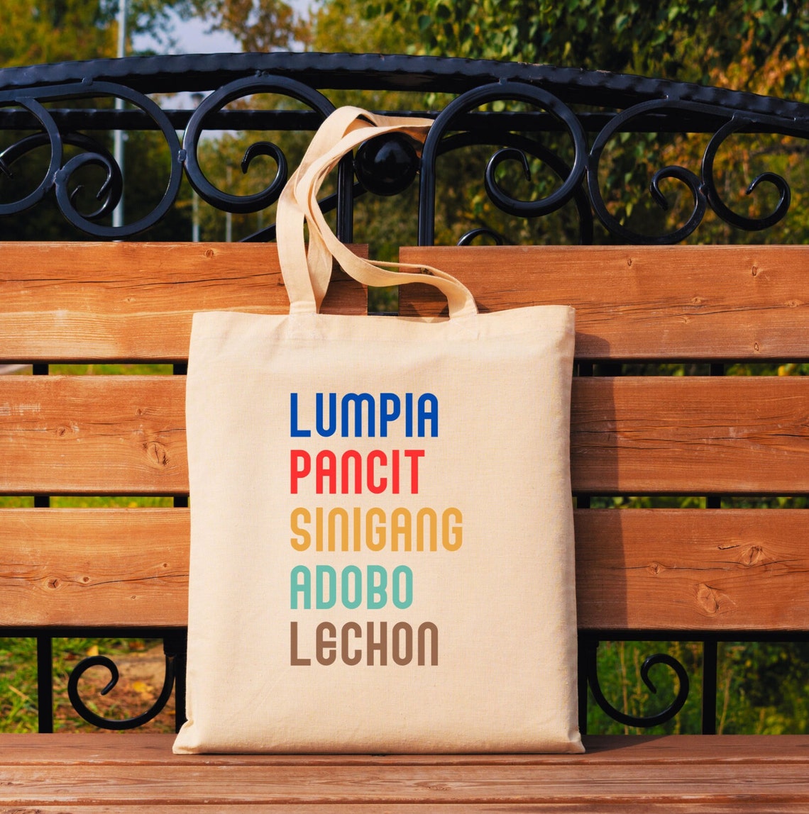 Filipino Food Tote Bag | Filipino Canvas Tote | Philippines Shoulder ...