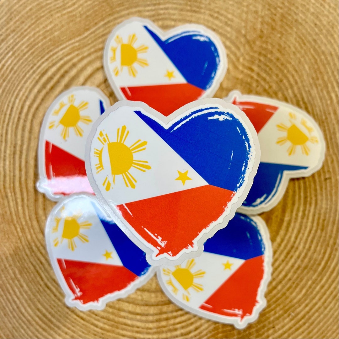 Filipino Flag Sticker | Heart Sticker | Filipino Sticker | Mabuhay ...