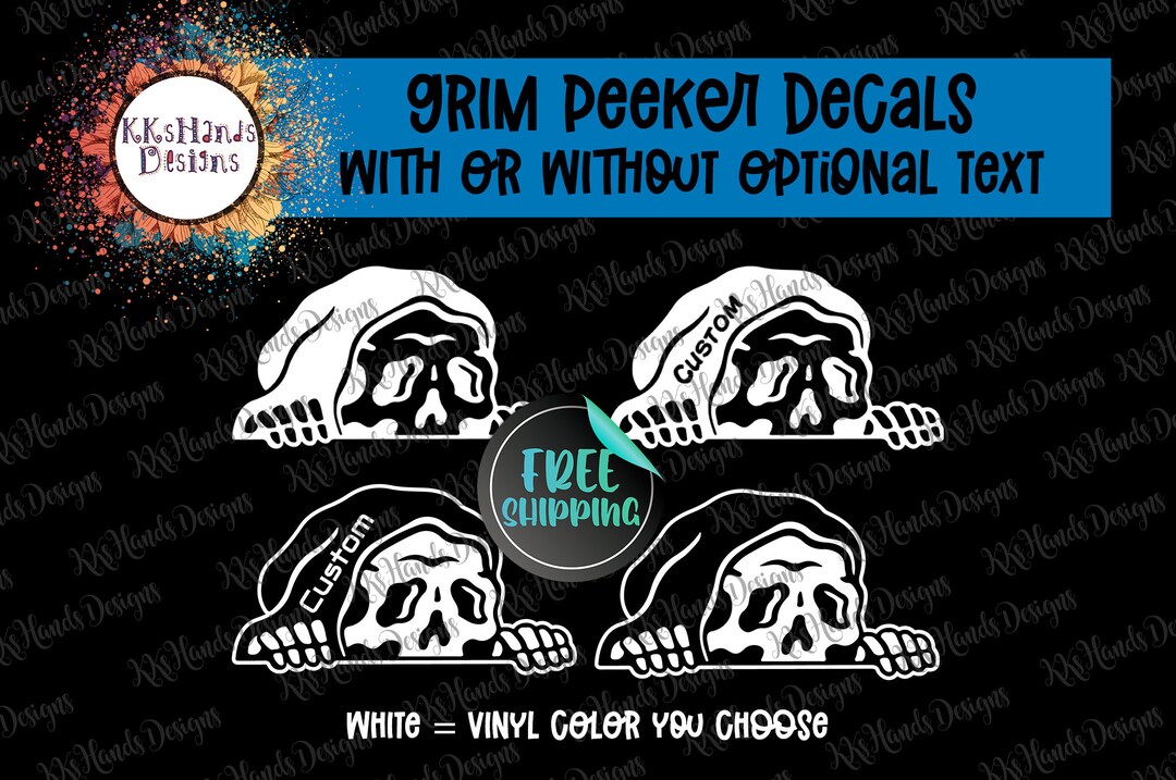 Grim Peeker Car Decal | Reaper | Custom Text - Etsy