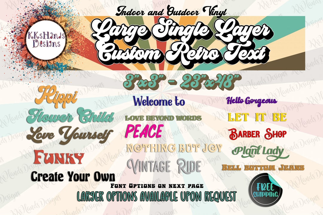 LARGE Retro 1 Color DECALS | Custom Decal | Custom Vinyl | Personalized ...