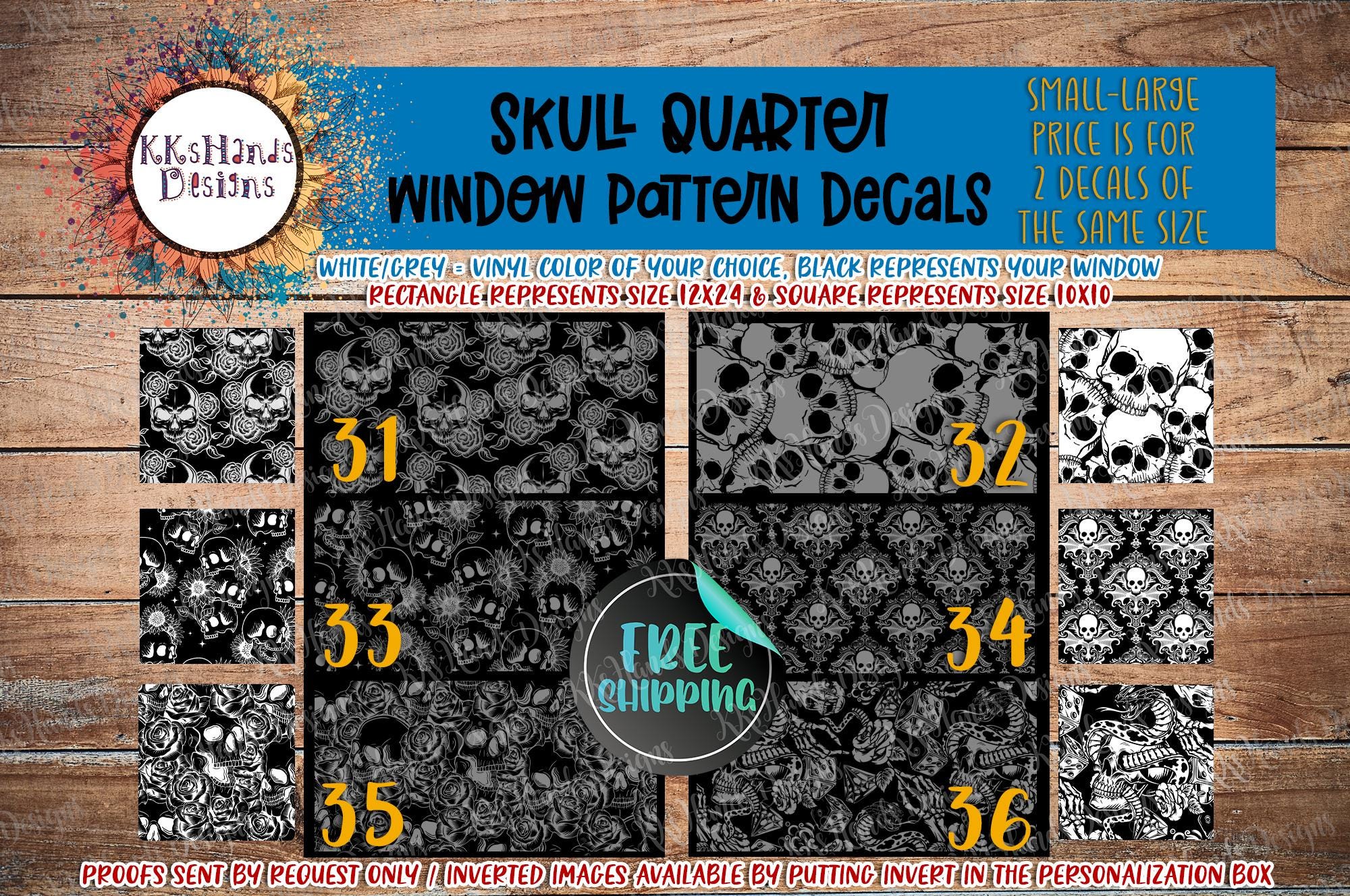 Skull Car Quarter Window Decals - Set of 2 for Side Window - Etsy