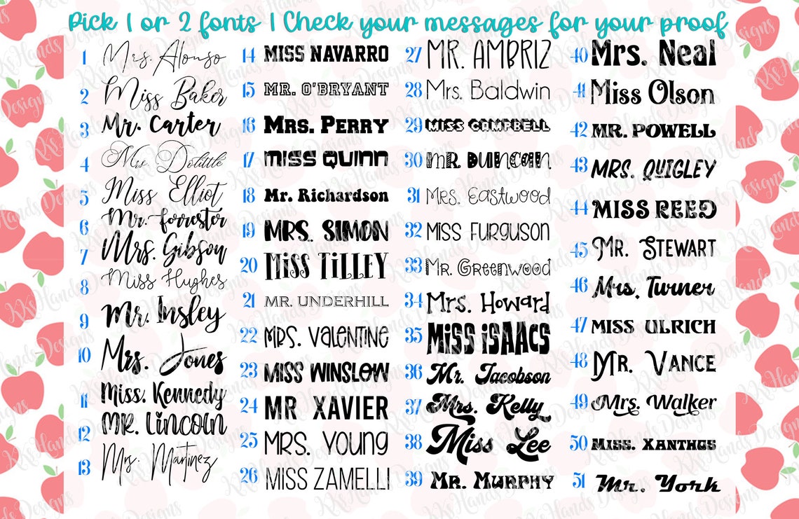 Teacher Name Decal Desk Names Door Stickers Floral Frame - Etsy