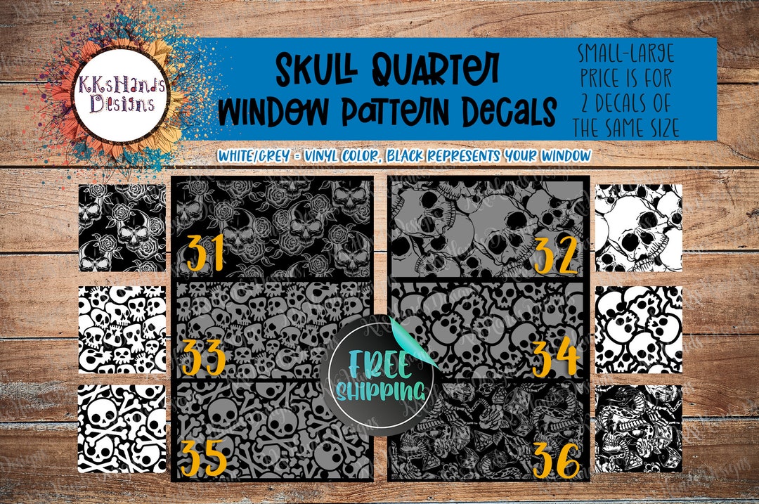 Skull Car Window Decals Quarter Panel Window Large Pattern Decal Custom ...