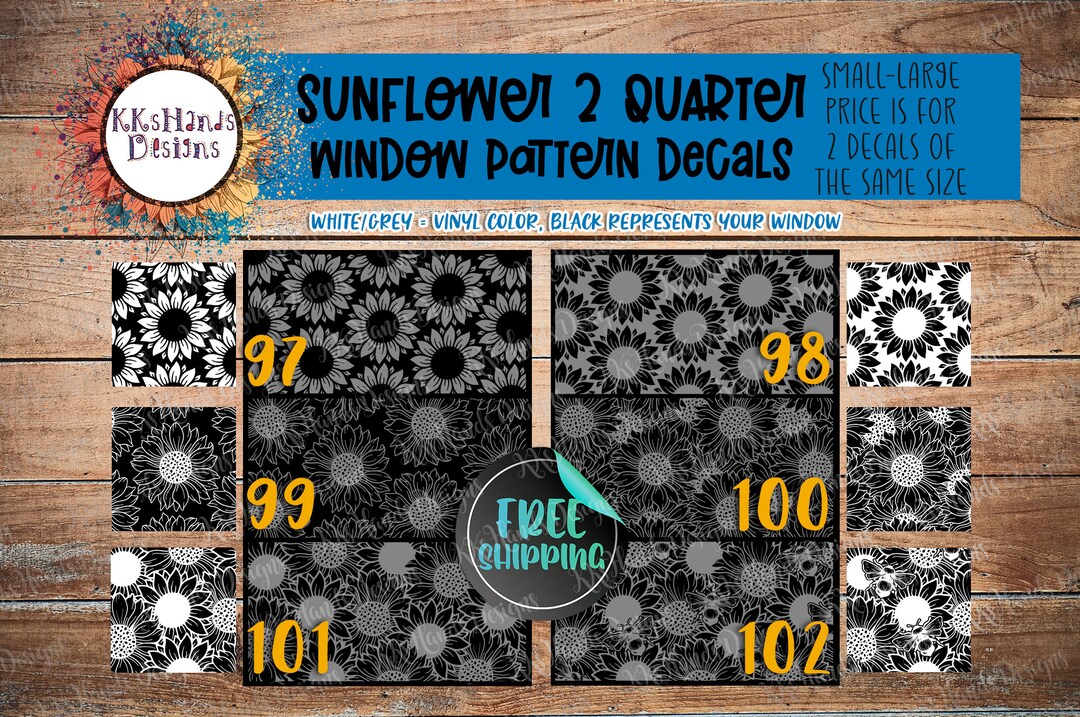 Sunflower 2 Car Window Decals | Quarter Panel Window | Large Pattern ...