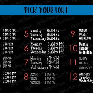 Business Hours Decal | Storefront Hours | Frame | Hours | Store Hours ...