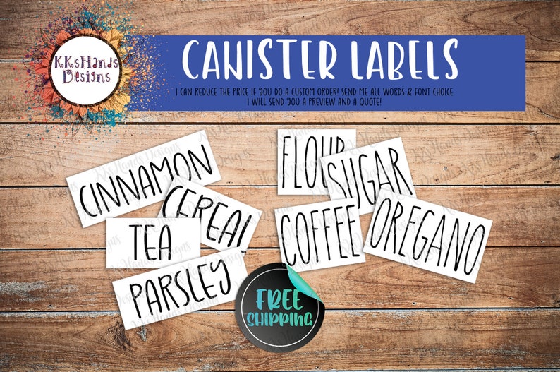 Canister Labels Decals Stickers Names Farmhouse Style - Etsy