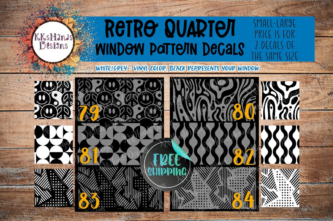 Retro Car Window Decals | Quarter Panel Window | Large Pattern Decal ...