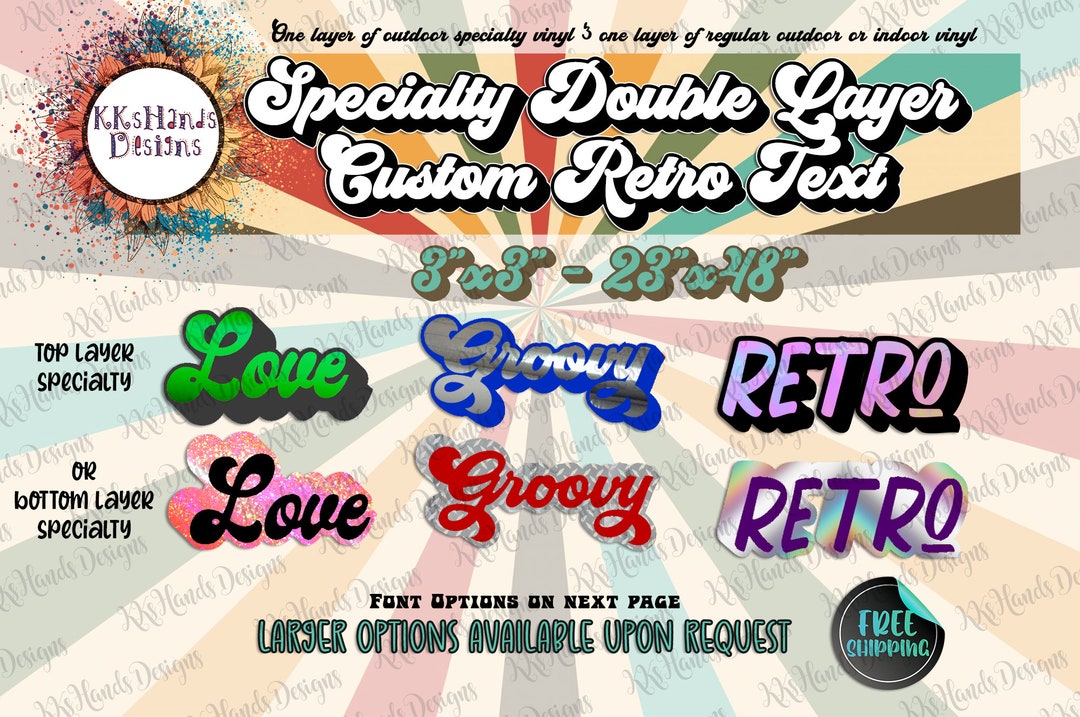 Custom Retro Text Vinyl Decal: Two-color Holographic Car Sticker - Etsy
