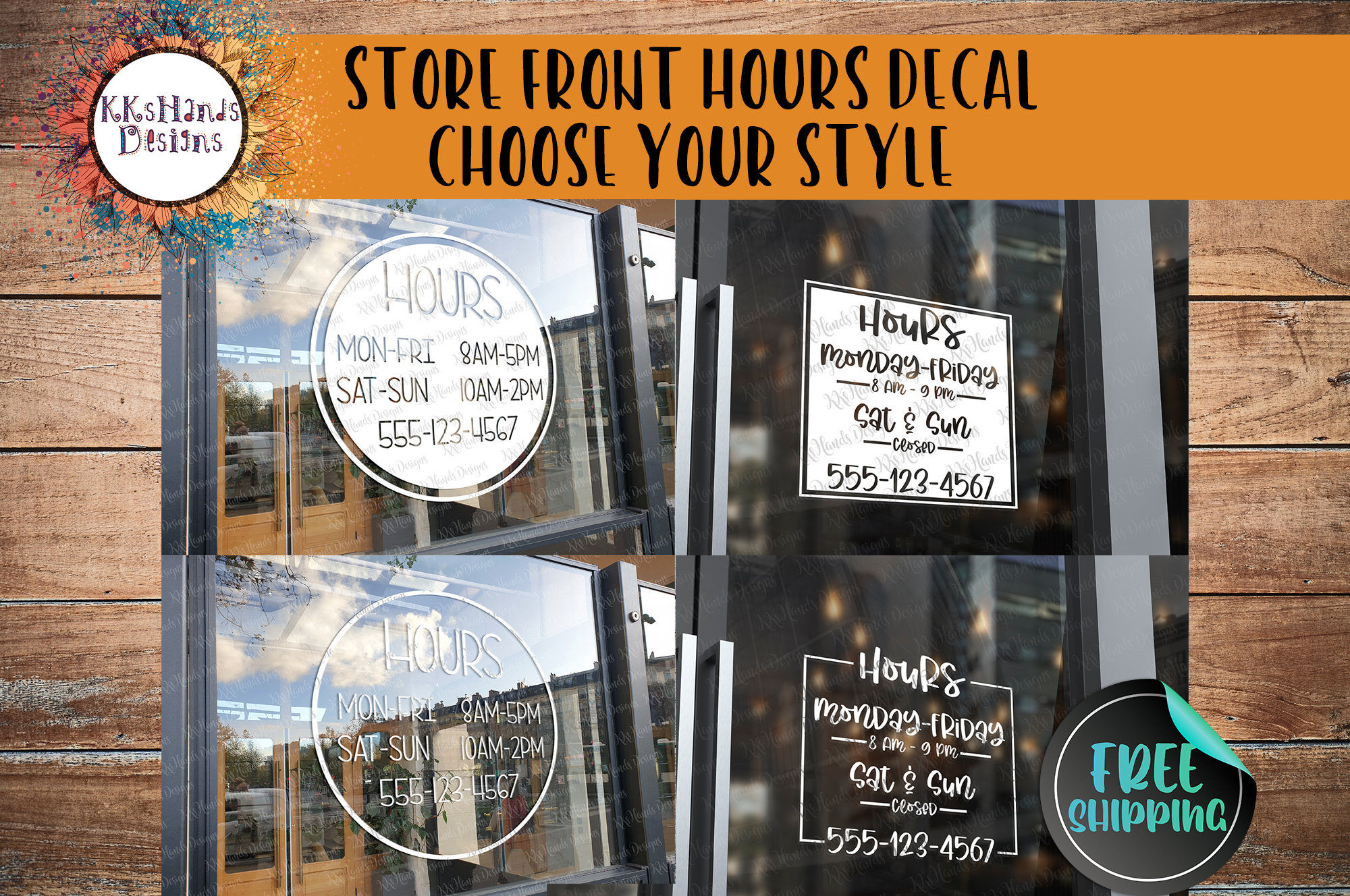 Business Hours Decal Storefront Hours Frame Hours | Etsy