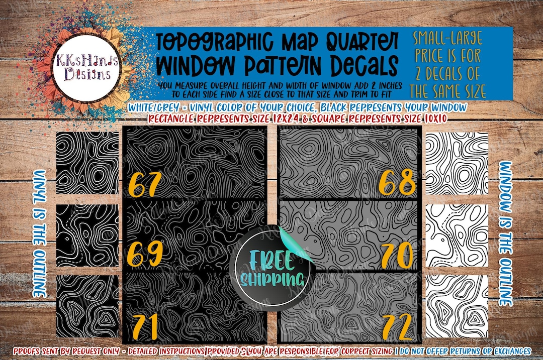 Topographic Map Car Quarter Window Decals - Set of 2 for Side Window - Etsy