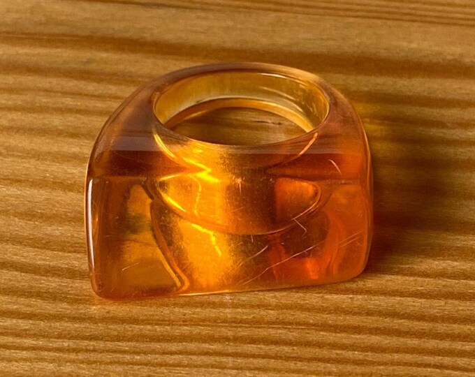 Thin Yellow Lucite Ring, Mod Lucite Ring, 1980's Ring, Size 5 1/4 ...