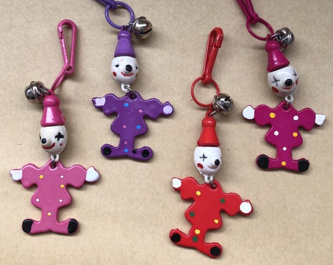 1980's Bell Charm Clown, Movable Bell Charm, Colorful Clown Charm ...