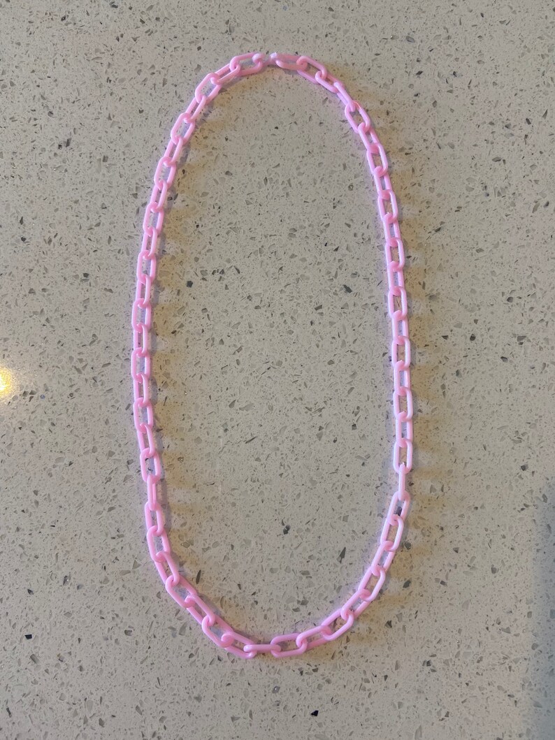 Kids Pink Necklace Bell Charm Chain Pink Plastic Chain - Etsy