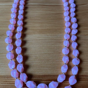 Long Pink Necklace,molded Pink Beads,birthday Gift,anniversary Gift ...