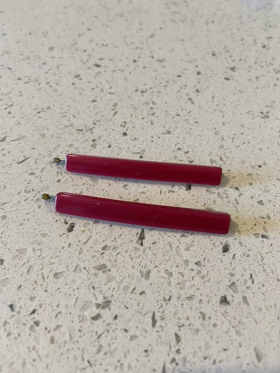 Ruby Red Bobby Pins, Red Lucite Hair Pins, 1980's Hai… - Gem