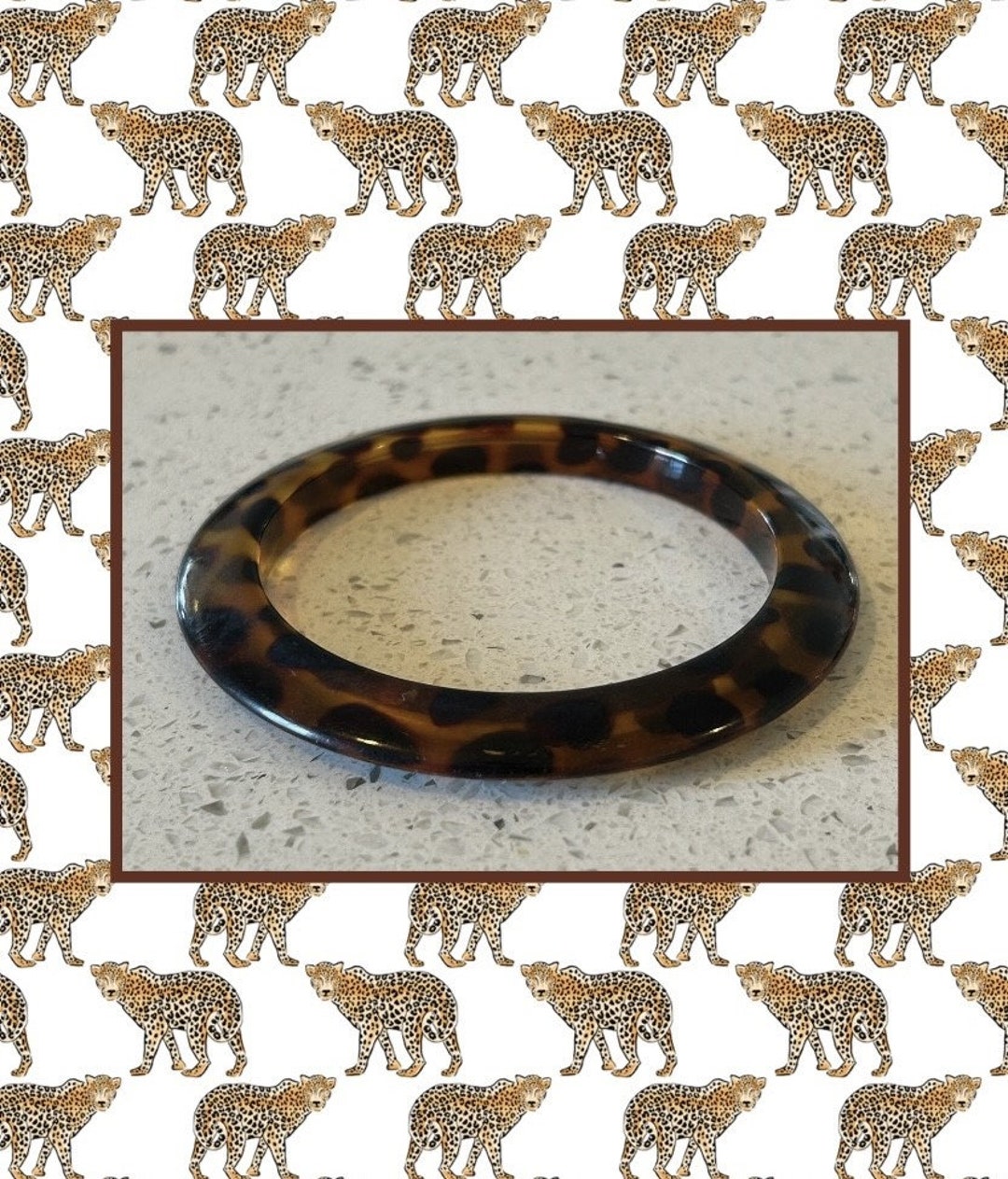 Leopard Print Bangle,lucite Saucer Bangle,animal Print,stacking Bangle ...