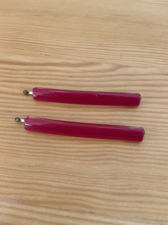 Ruby Red Bobby Pins, Red Lucite Hair Pins, 1980's Hai… - Gem