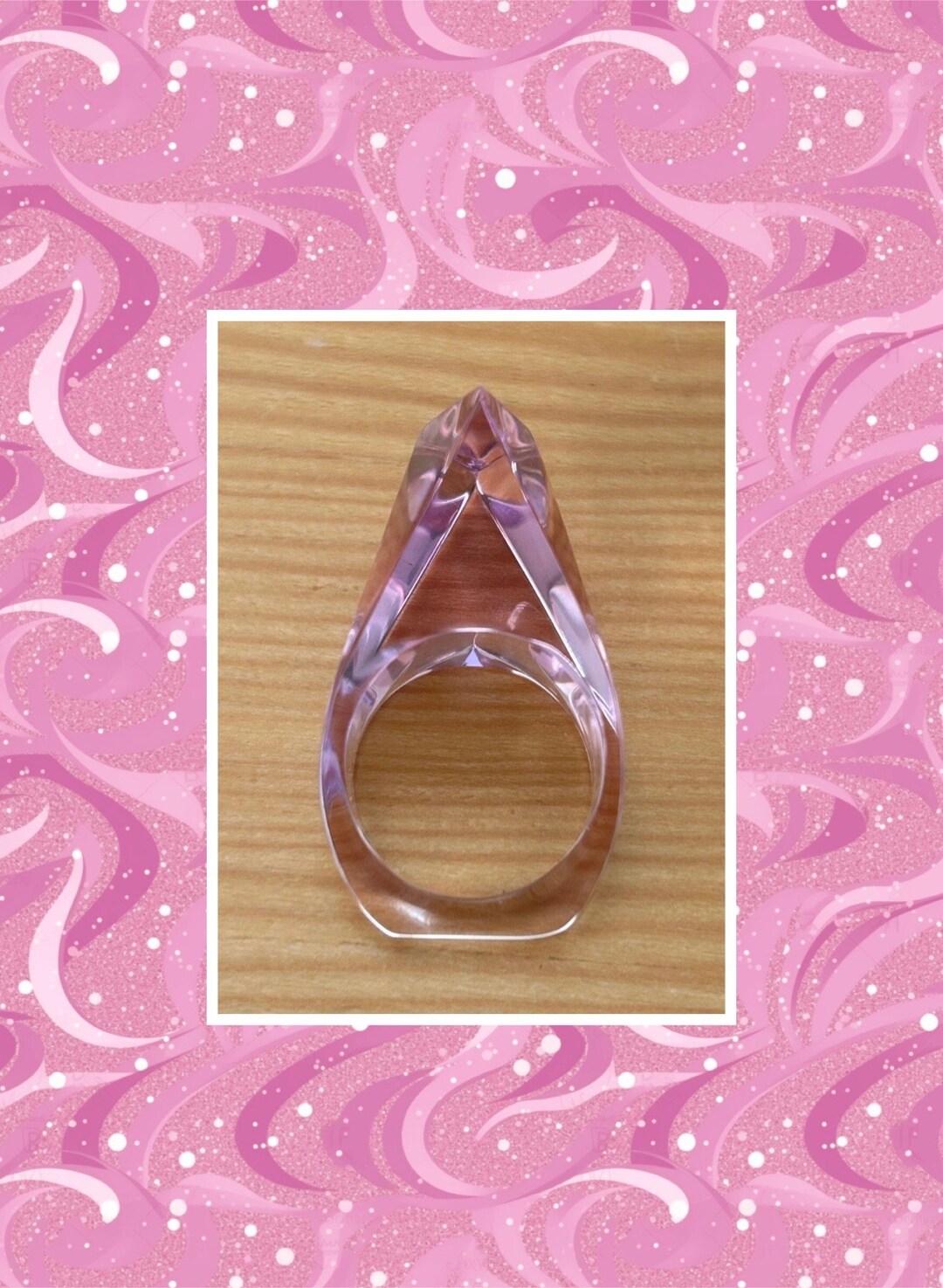 Clear Lucite Ring,size 6 Pink Ring,mod Pink Ring,summer Ring,birthday ...