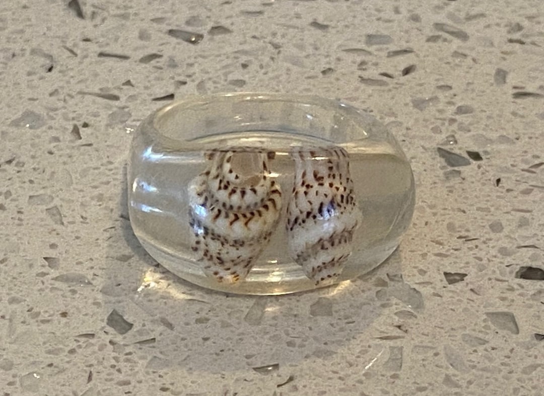 Shell Acrylic Ring Ocean Themed Ring Size 8 Shell Ring Ring - Etsy