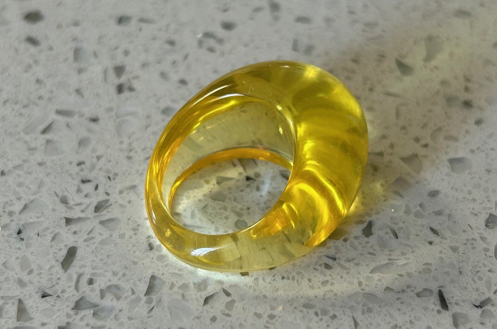 Clear Yellow Ring,clear Acrylic Ring,80's Acrylic Ring,birthday Gift ...
