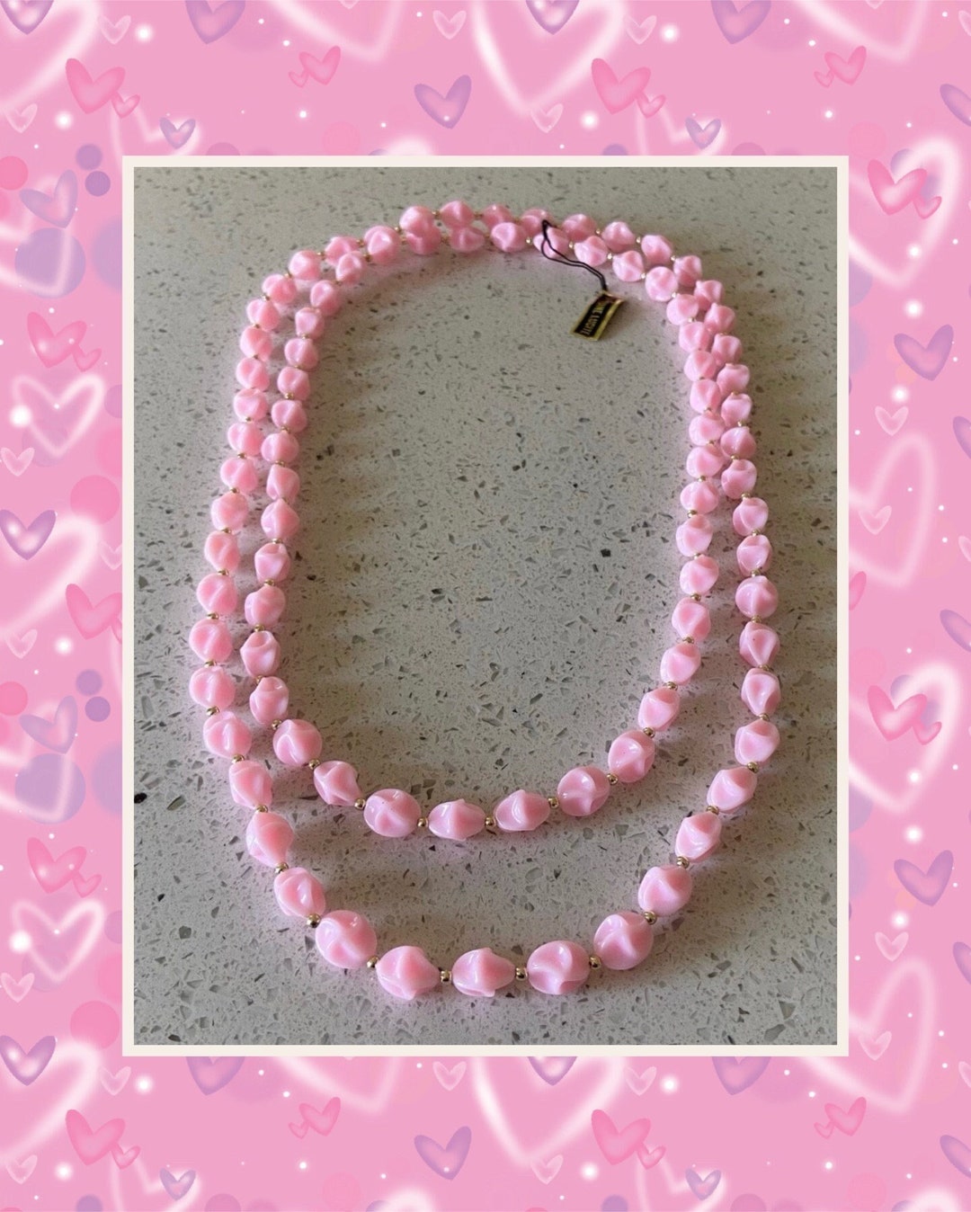 Long Pink Necklace,molded Pink Beads,birthday Gift,anniversary Gift ...