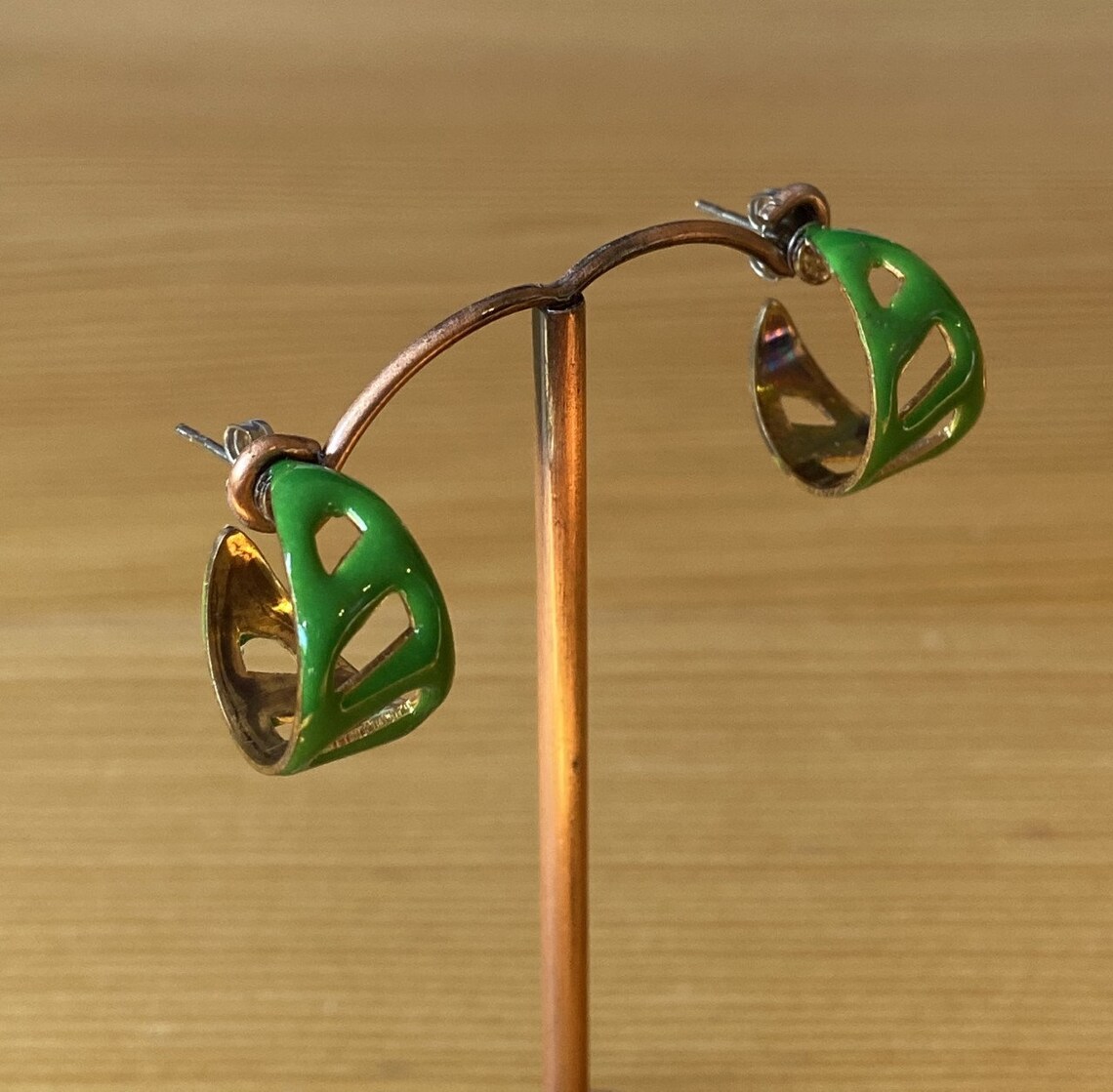 Green Enamel Hoops Small Green Hoops Mod Green Hoops | Etsy