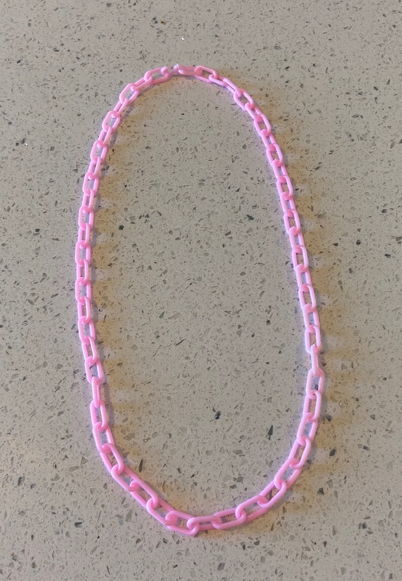 Kids Pink Necklace Bell Charm Chain Pink Plastic Chain - Etsy