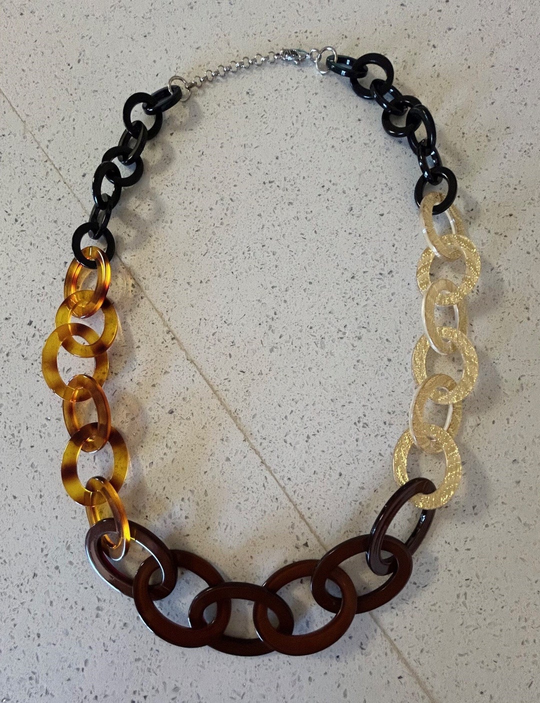 Fall Lucite Link Necklace, Chunky Link Necklace, Multi Colored Necklace ...